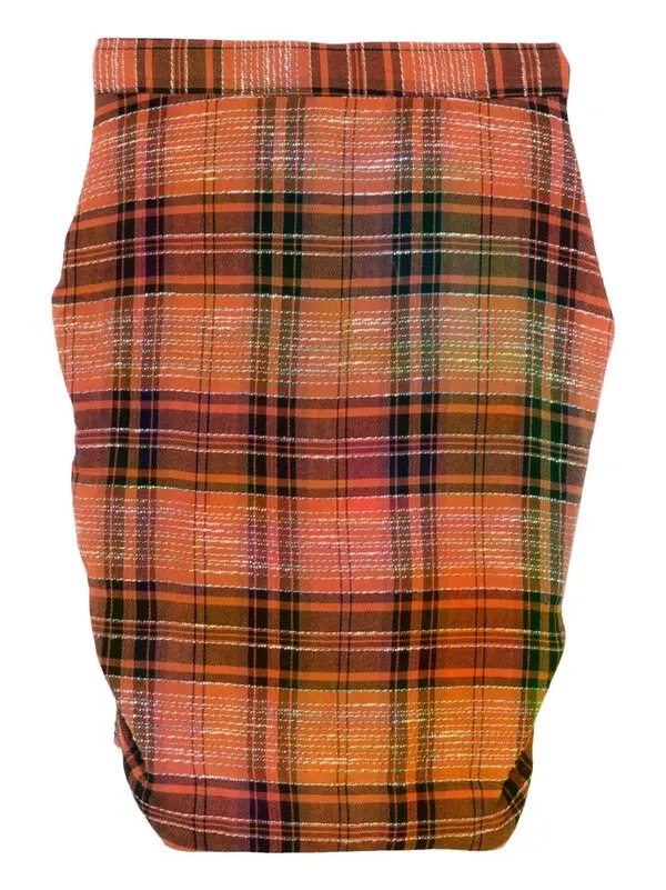 VIVIENNE WESTWOOD 2000s Check Pleated Skirt - Orange