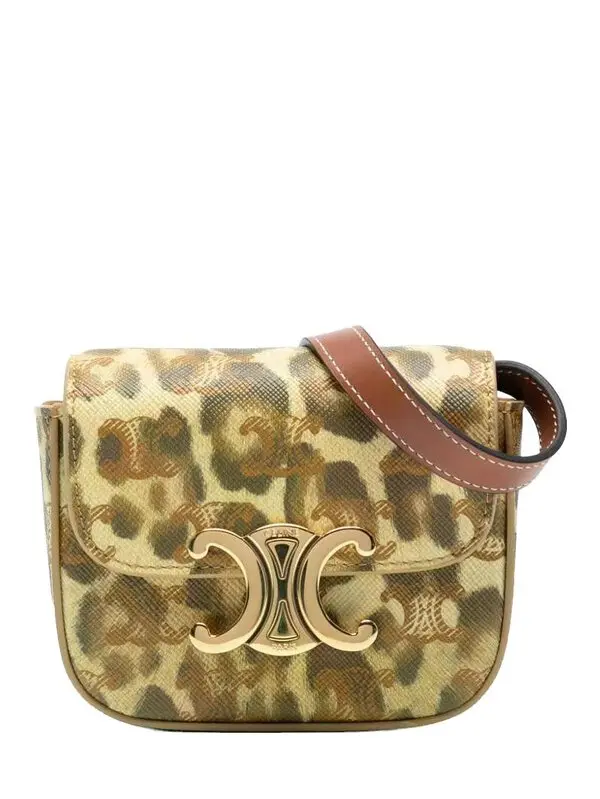 Celine 2023 Mini Leopard Print Claude Crossbody Bag - Brown