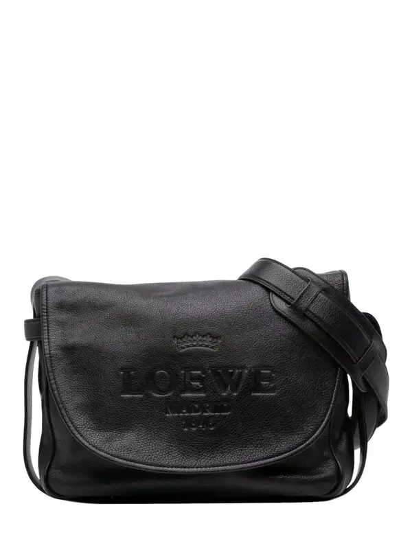 Loewe 2010 Large Leather Heritage Crossbody Bag - Black