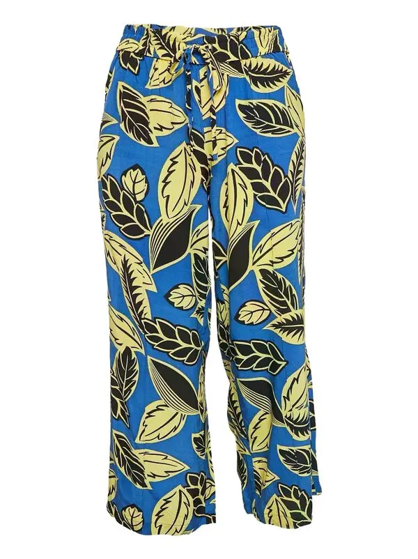 Moschino Leaf Print Rayon Trousers - Blue