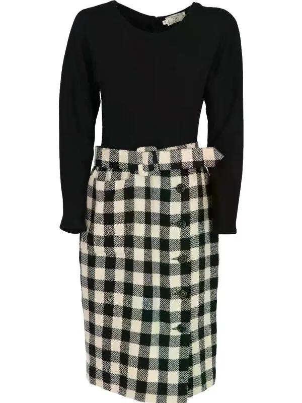 Valentino Garavani 1980s Checked Dress - Black