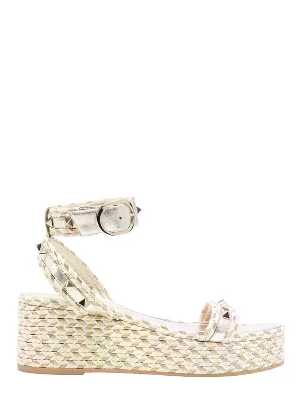 Valentino Garavani 70mm Rockstud Flatform Sandals - Gold