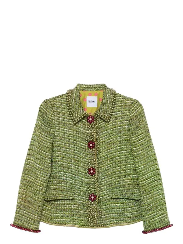 Moschino 1990s Cropped Tweed Jacket - Green