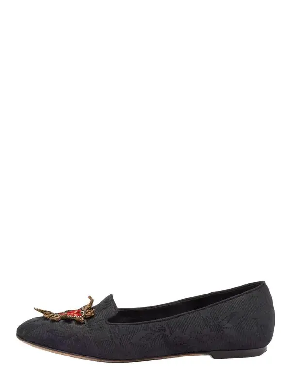 Dolce & Gabbana Embroidered Heart Motif Loafers - Black