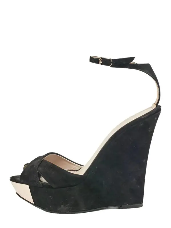 LE SILLA 140mm Suede Wedge Sandals - Black