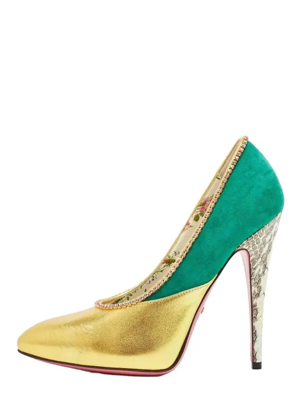 Gucci 125mm Crystal Embellished Pumps - Yellow