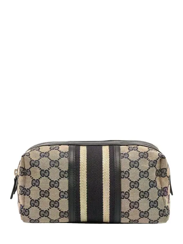 Gucci Gg Canvas Web Pouch - Brown