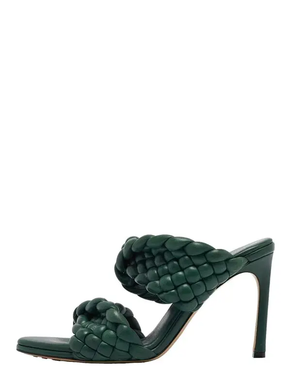 Bottega Veneta 100mm Curve Braided Leather Sandals - Green