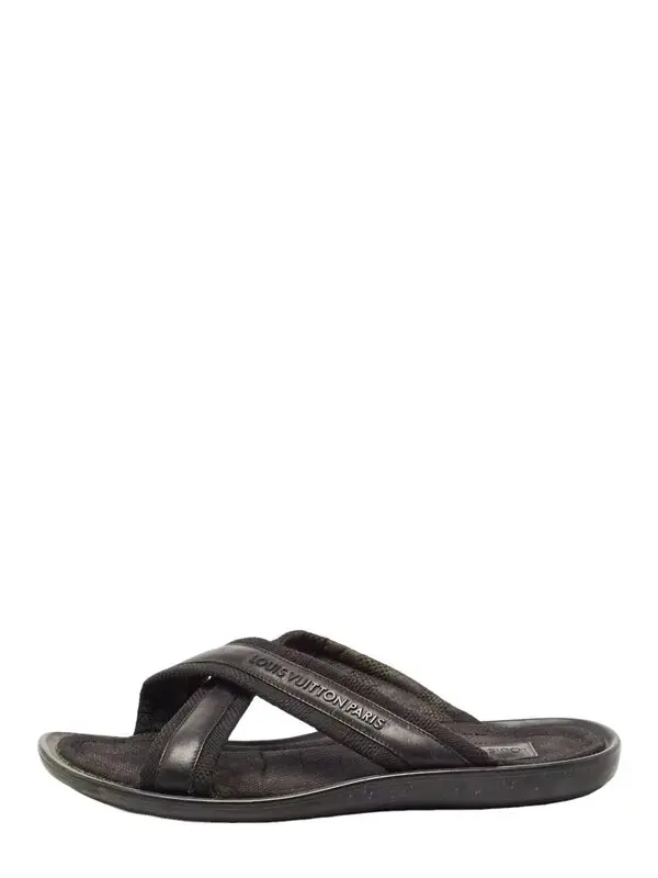 LOUIS VUITTON Logo-embossed Leather Sandals - Black
