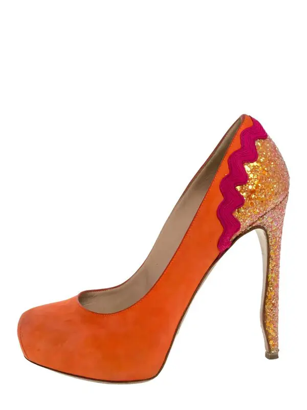 NICHOLAS KIRKWOOD 130mm Glitter-detail Pumps - Orange