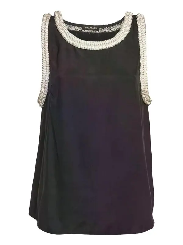 Balmain Beaded Tank Top - Black