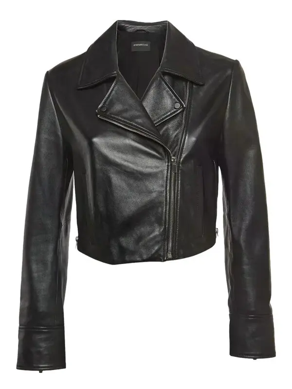 Sportmax Leather Cropped Jacket - Black
