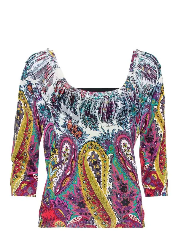 Etro Silk Paisley Print Top - Pink