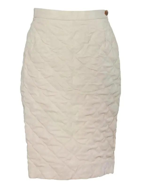 Hermès Quilted Midi Skirt - White