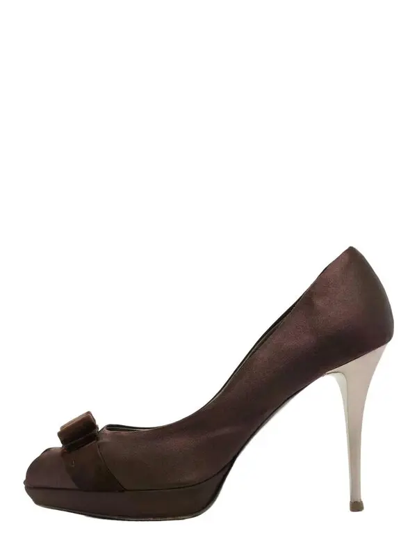 FERRAGAMO 120mm Leather Pumps - Brown
