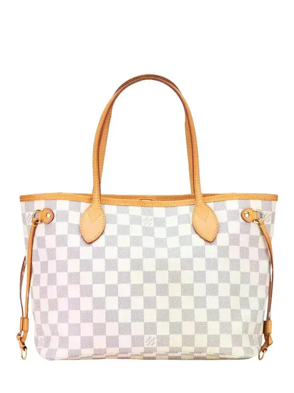 LOUIS VUITTON 2014 Damier Azur Neverfull Pm Tote Bag - White