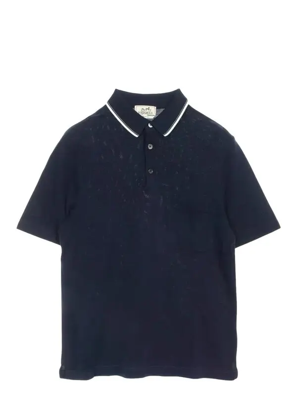 Hermès 2010s Embroidered-pocket Polo Shirt - Blue