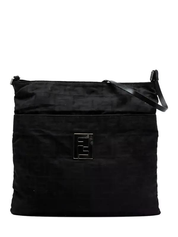 Fendi 2000-2010 Zucca Canvas Shoulder Bag - Black