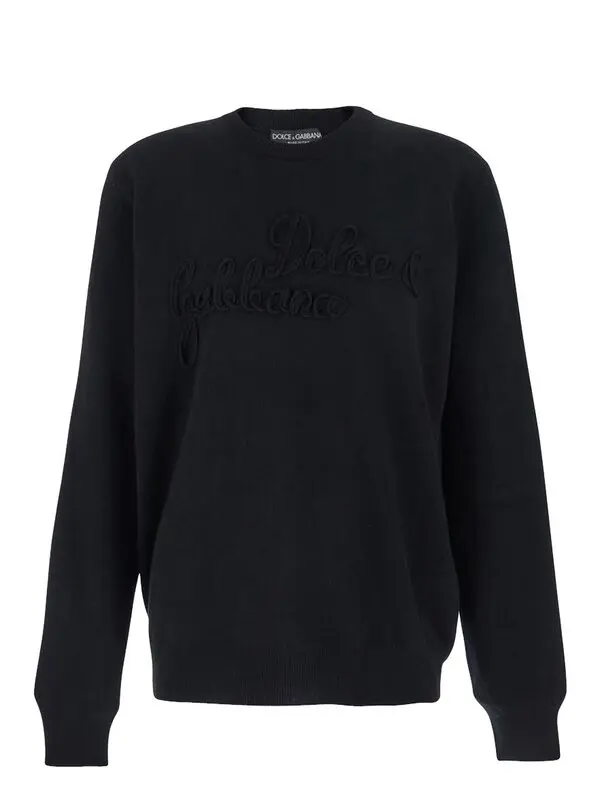 Dolce & Gabbana Crewneck Sweater With Logo - Black
