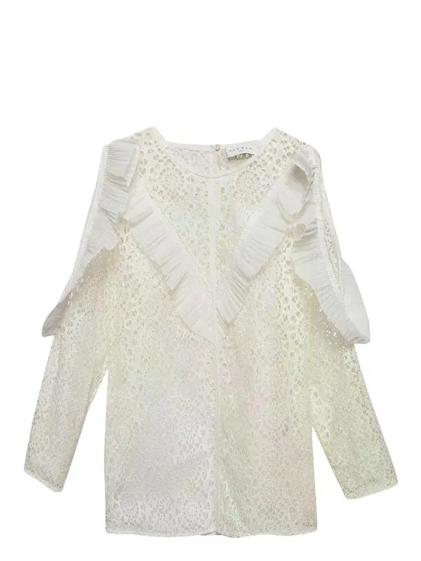 Sandro Ruffled Broderie-anglaise Blouse - White