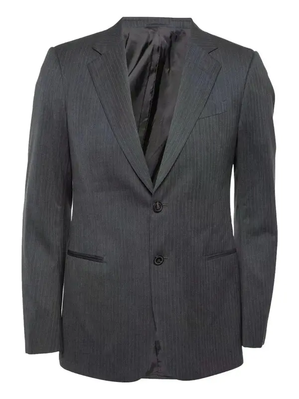 ARMANI Pinstripe Wool Blazer - Grey