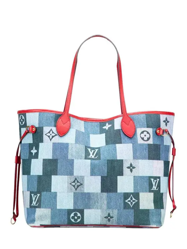 LOUIS VUITTON Monogram Denim Patchwork Neverfull Mm Tote Bag - Blue