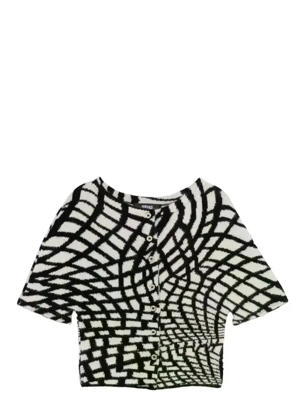 Versace 2000s Geometric-pattern Cardigan - Black