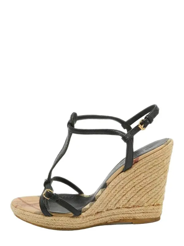 Burberry 110mm Strappy Wedge Sandals - Black