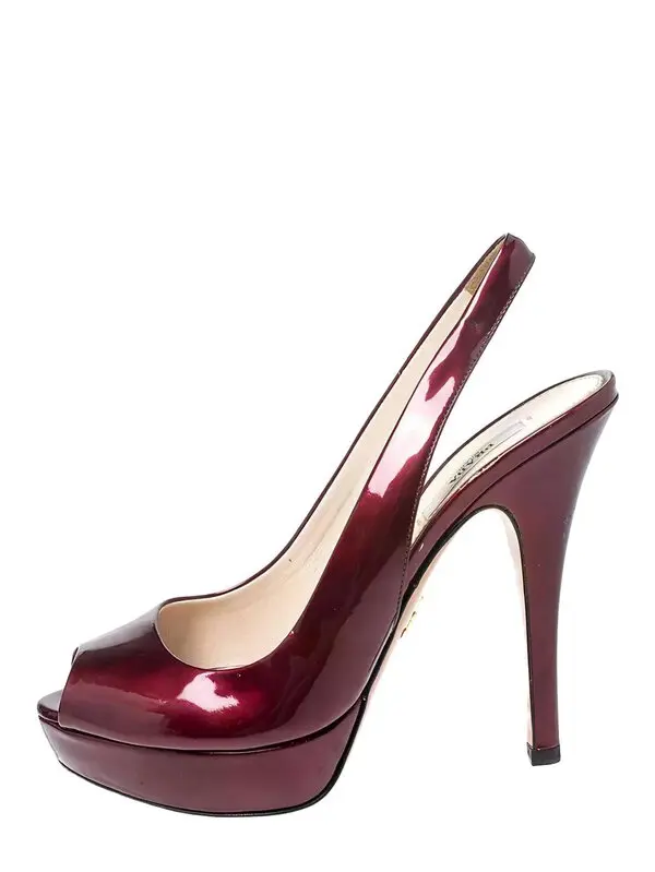 Prada 125mm Patent-leather Slingback Pumps - Red