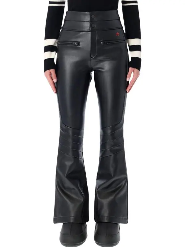 Perfect Moment Faux Leather Flared Ski Pants - Black