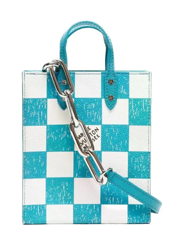 LOUIS VUITTON Damier Checkerboard Sac Plat Xs Tote - Blue