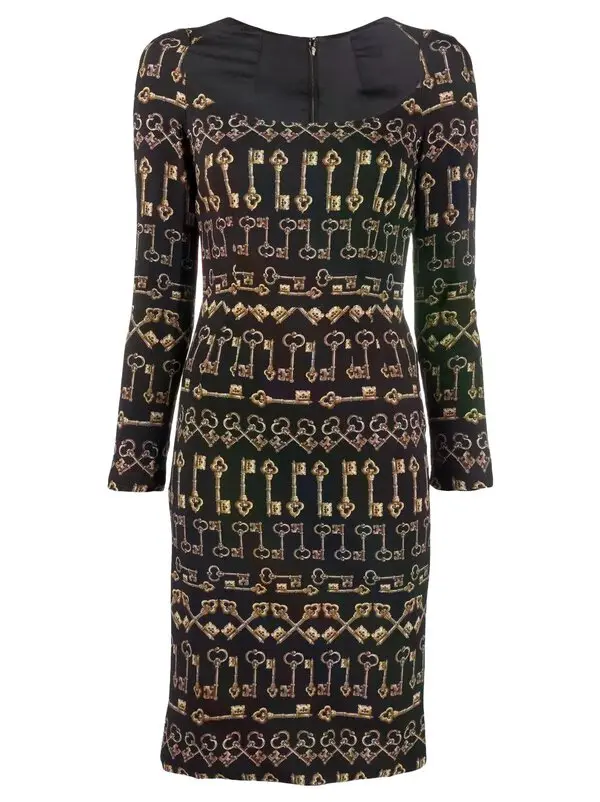 Dolce & Gabbana 2000s Key-print Fitted Dress - Black