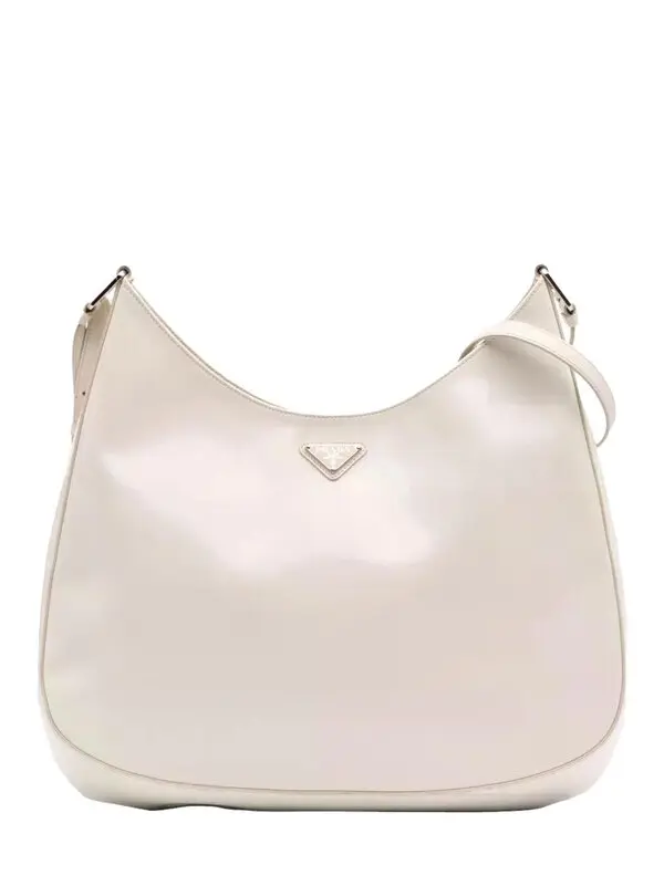Prada 2013-2025 Maxi Spazzolato Cleo Crossbody Bag - White