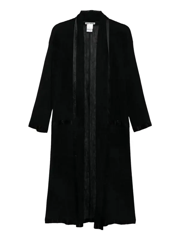 Issey Miyake 2000s Knitted Pleated Coat - Black