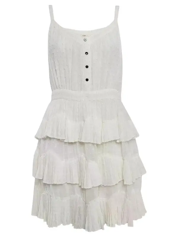 Maje Tiered Button Dress - White
