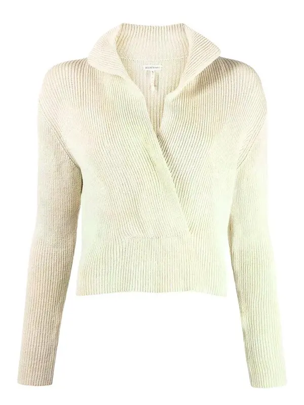 Hermès 1990-2000s Crossover-neck Ribbed Jumper - Neutrals