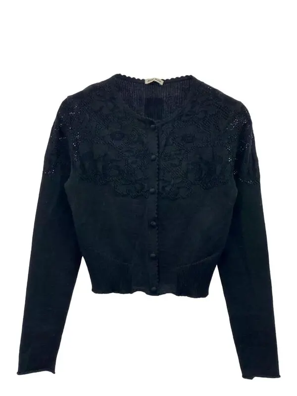 Miu Miu 2000s Embroidered Cardigan - Black