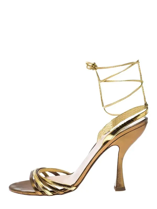 Miu Miu 110mm Leather Sandals - Gold