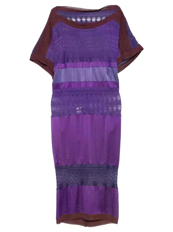 Gianfranco Ferre 2000s Striped Lace-insert Dress - Purple