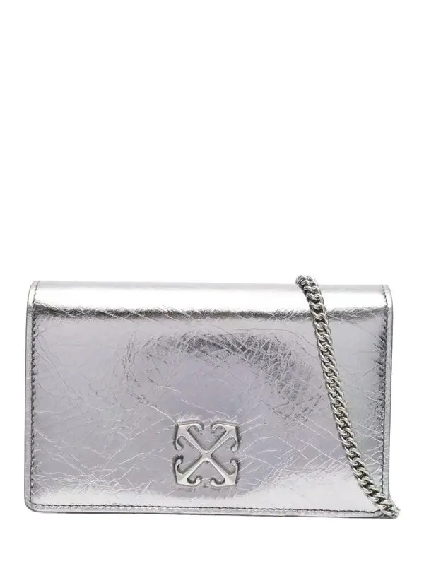 Off-White Jitney Leather Clutch - Silver