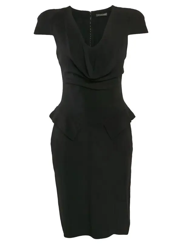 Alexander McQueen Cowl-neck Peplum Dress - Black