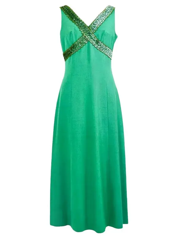 Vintage 1960s Beaded Dress - Green