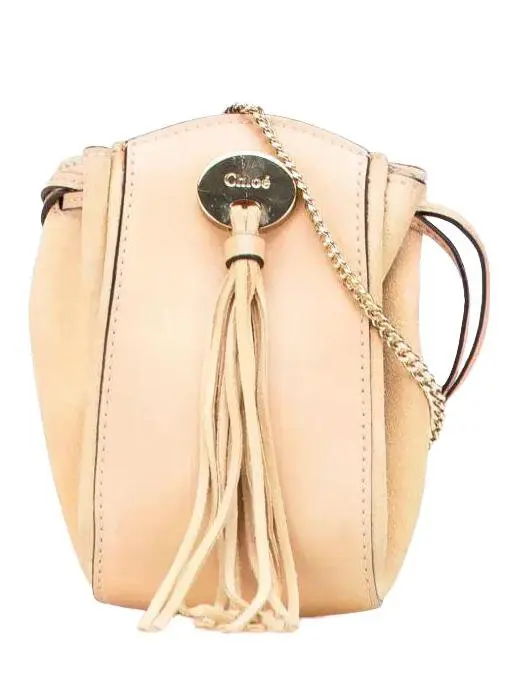 Chloé Mini Leather And Suede Sac Fringe Crossbody Bag - Brown