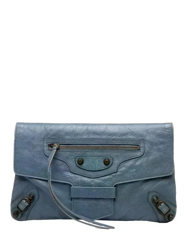 Balenciaga Pre-owned Lambskin Motocross Classic City Clutch Bag - Blue