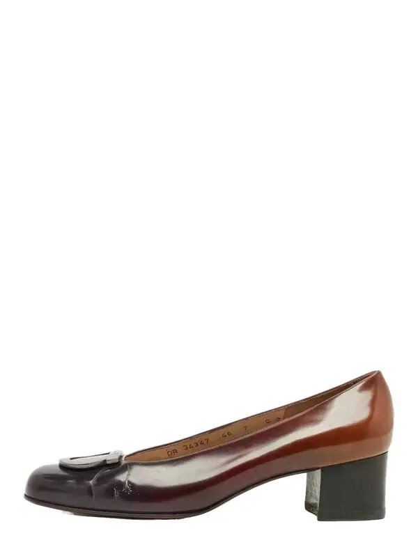 FERRAGAMO Dual-tone Block-heel Pumps - Brown