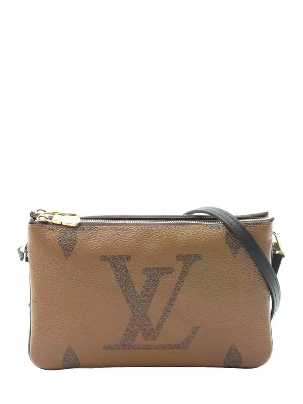 LOUIS VUITTON Monogram Giant Reverse Double Zip Pochette - Brown