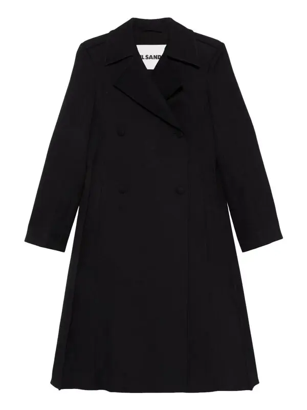 JIL SANDER Double-breasted Twill Coat - Black