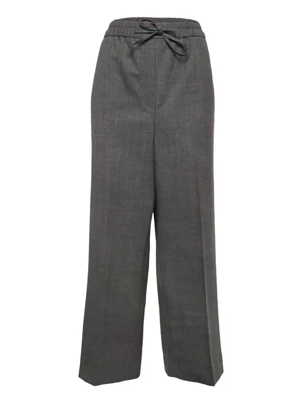 Sandro Drawstring-waist Wide Leg Trousers - Grey