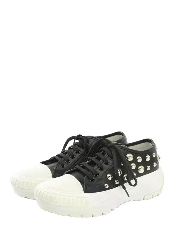 LOUIS VUITTON Stud-embellished Leather Sneakers - Black