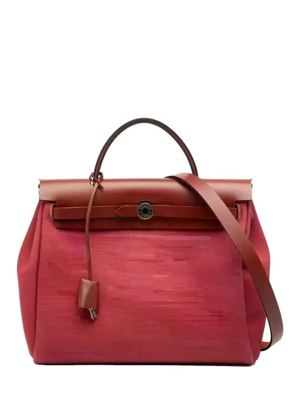 Hermès 2022 Toile Herbag Zip Retourne Verso 31 Satchel - Red